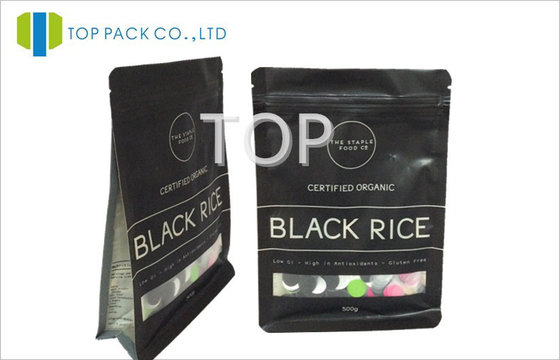 Black 250g Aluminium Foil Packaging , Reclosable Plastic Bags With Heat Sealing