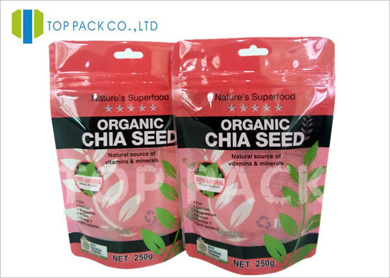 Custom Printing Clear Window Stand Up Pouch Packaging Chia Seeds Packaging