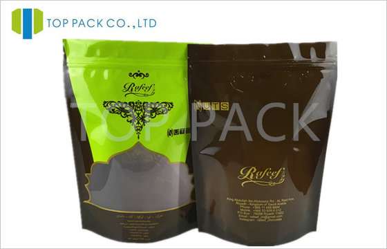 Glossy Printed Stand Up Pouches With Clear Window , PE food pouches packaging
