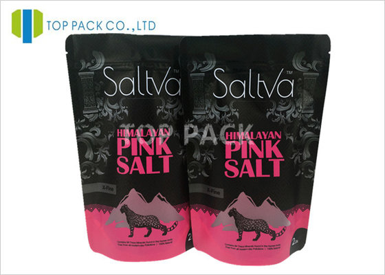 Pink Salt Stand Up Pouch Packaging Bags Matte Clear Front Zipper Top