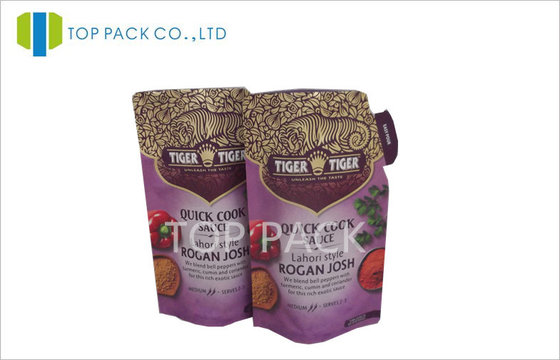 Print Foil Stand Up Pouch Packaging 370g For Sauce , Gravure Printing