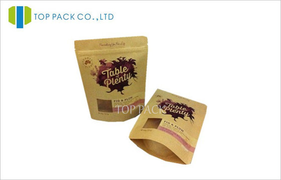 Health Food Kraft Paper Packaging , Recyclable stand up zipper pouch