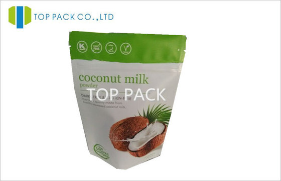 Coconut Milk Foil Stand Up Pouch Packaging Heat Sealing Zipper Matte Finished