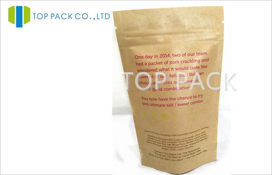 sealable printed Chocolate Kraft Paper Stand Up Pouch Rectangle Small Window