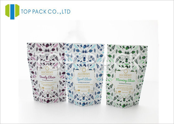 Eco - Friendly Foil Stand Up Pouches , Resealable Tea Packaging Bags