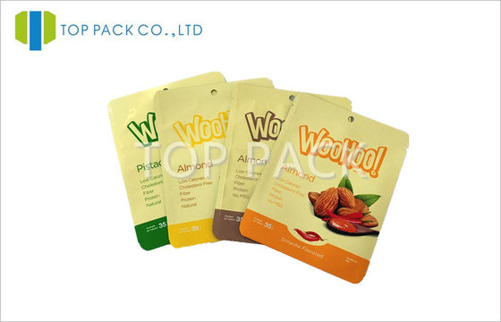 Resealable Heat Sealed Hang Hole Stand Up Pouch Packaging For Pistachio