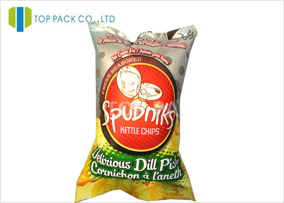 140 Micron Food Grade Printed Laminated Pouches Back Sealing Inflatable Chips
