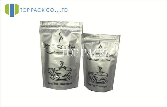 Resealable Foil Stand Up Pouches With Zipper For Tea Packaging Customized