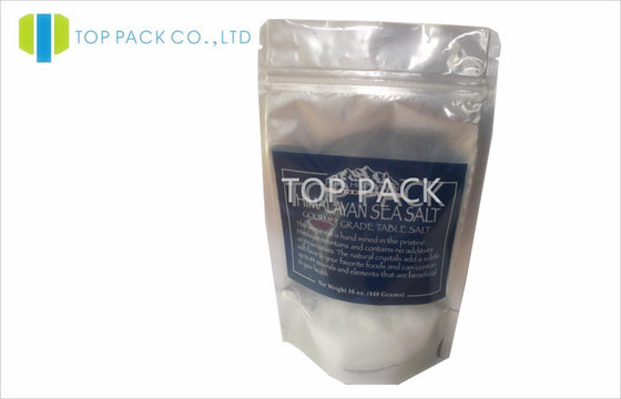 Zipper Foil Stand Up Pouch Packaging Heat Seal With 16oz Salt