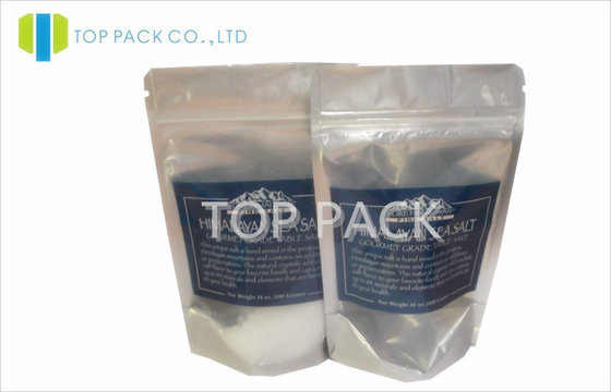 Zipper Foil Stand Up Pouch Packaging Heat Seal With 16oz Salt