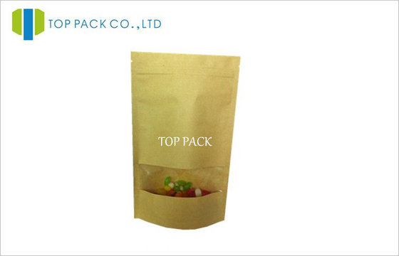 Dried Fruit Plastic Kraft Paper Stand Up Pouch with Clear Window