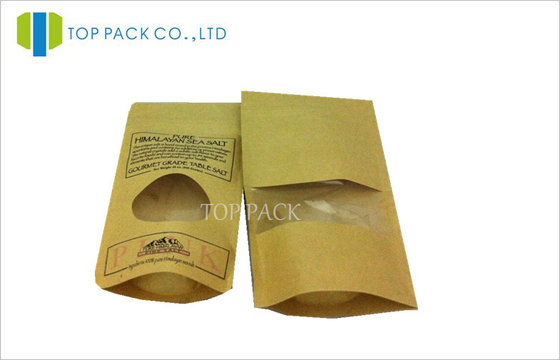Plastic Lined stand up resealable pouches , Kraft Paper gusseted foil bags