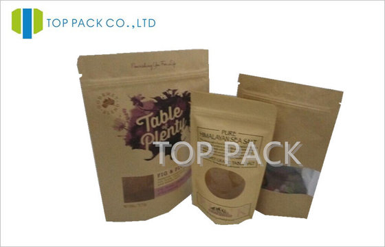 Food Grade Kraft Paper Stand Up Pouch Custom Rectangular Window