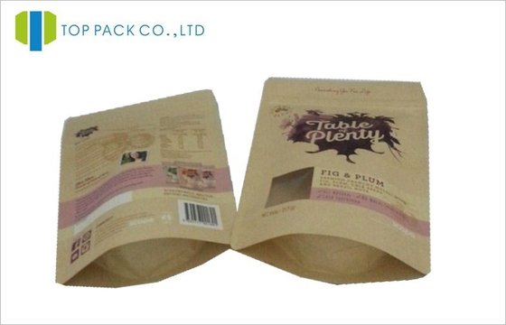 Recyclable Stand Up kraft paper pouches , kraft paper packaging Gravure Printing