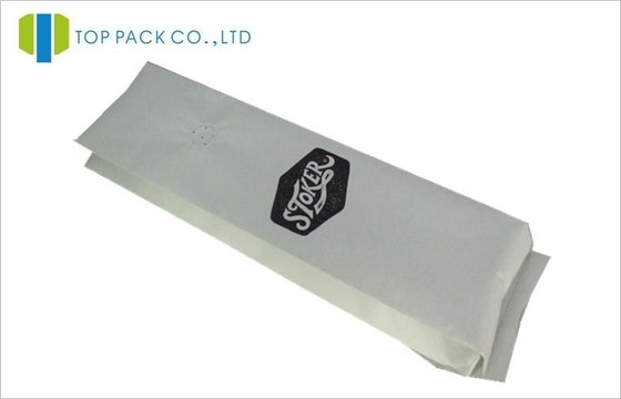White Kraft Paper Coffee Packaging Bags 250g With Degassing Value Side Gusset