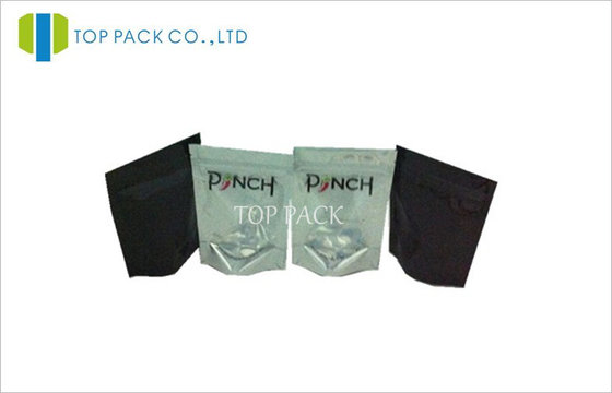 Black Foil Backed Clear Front Stand Up Pouch Packaging Resealable Printed