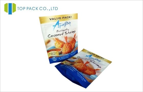 Frozen Food Stand Up Pouch Packaging Transparent Window Front Matte Printed