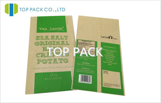 Green Kraft Paper Aluminum Foil Bags Back Sealed Custom Sea Salt
