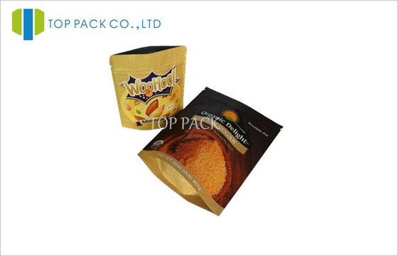 Resealable Kraft Paper stand up pouch packaging Matte BOPP Coated