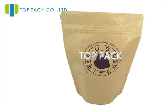 Brown Kraft  Paper Stand Up Pouch Aluminum Foil Lamination Simple Design