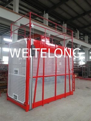 100m Single Cage Construction Hoist Elevator , Steel Galvanized Material