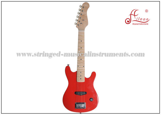 Solid Wood Body Maple Fingerboard Childrens Electric Guitars , Black / Red