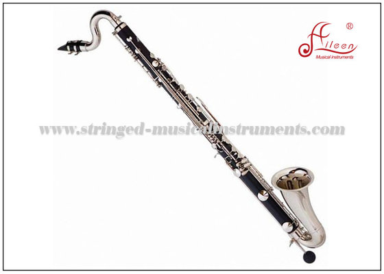 Hard Rubber Woodwind Bass Clarinet Instrument , 19 Keys Bb Clarinet Music Instrument