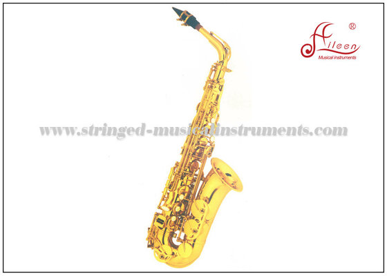 High F# Eb Key Woodwind Musical Instruments Golden Lacquer Alto Saxophone