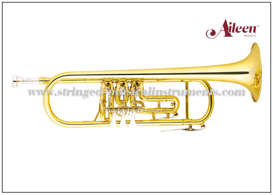 Yellow Brass Golden Lacquered  Musical Instruments With 3 Rotary Valves