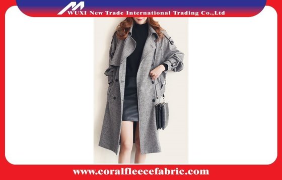Fashion Autumn Ladies Long Trench Jacket With Gray Latticed Pattern