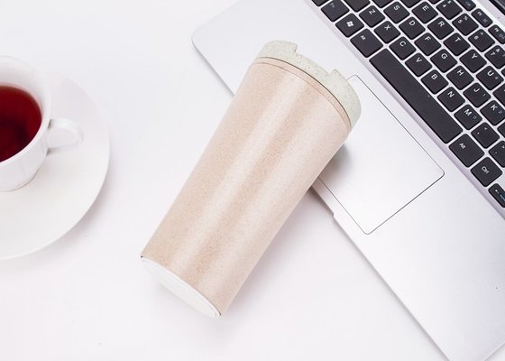 Environmental Friendly No Spill Travel Mug Biodegradable Wheat Straw Material