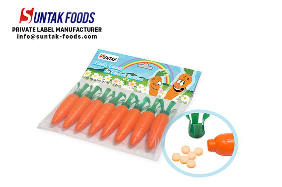 7g sugar free fruity flavor compress candy in small carrot bottles