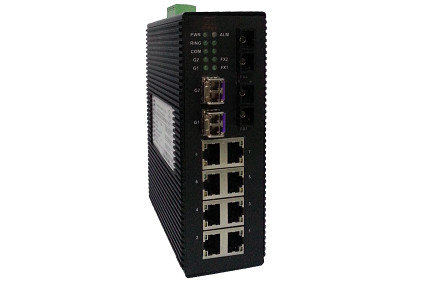 Black Color Industrial Managed Ethernet Switch 10 Port Metal Housing Design