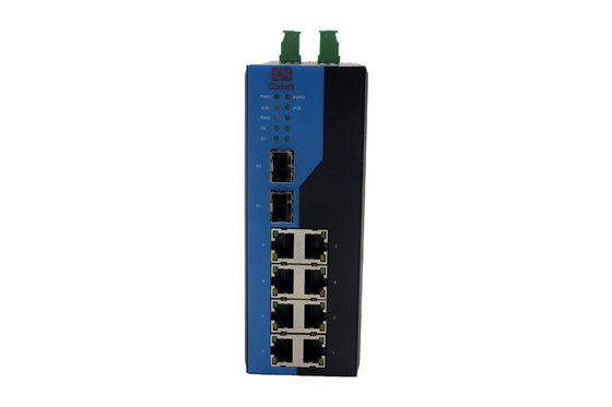 DIN Rail Mounting Industrial POE Switch 8 100M Ports With 2 1000M SFP Slots