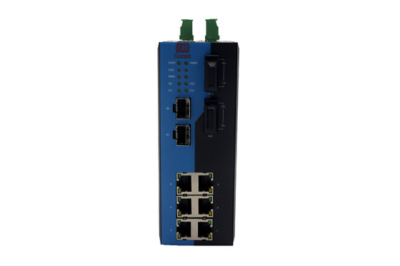 Black Color Industrial Managed Ethernet Switch 10 Port Metal Housing Design
