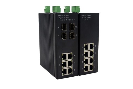 Lightweight 10 Port Industrial Managed Ethernet Switch -40℃~85℃ Work Temp.