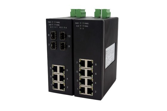 Redundant Dual Inputs Unmanaged Industrial Ethernet Switch 10 Port 1000M
