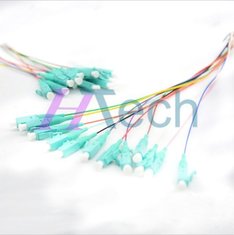 China 12 Core Distribution 10Gb OM3 Aqua Fiber Optic Pigtail, PVC/LSZH Outer Jacket，OD0.9mm supplier