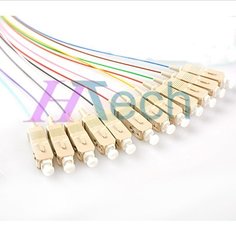 China 0.9mm SC UPC MM 12 Core Fiber Optic Pigtail supplier