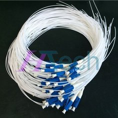 China 9/125 Singlemode Simplex LC Fiber Optical Pigtail 0.9mm, White Color Jacket supplier