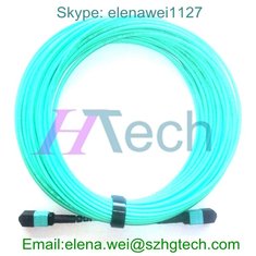 China Aqua Color 50/125 10Gb OM3 12Core MPO Fiber  Patch Cord supplier