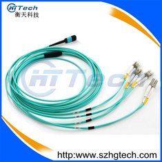 China 12Core OM3 MPO-LC Fiber Optic Patch Cord, Aqua Color, MPO Cassette supplier