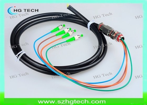 4cores Waterproof Fiber Optic Pigtail with SC APC connectors , black Cable supplier