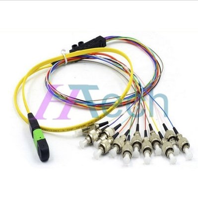 Singlemode 12Core Fiber Patch Cord MPO/FC Ribbon Type 0.9MM Fanout Patch Cable supplier