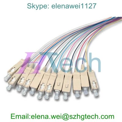 Colorful 12 Core Fiber Optic Pigtail SC 0.9mm supplier