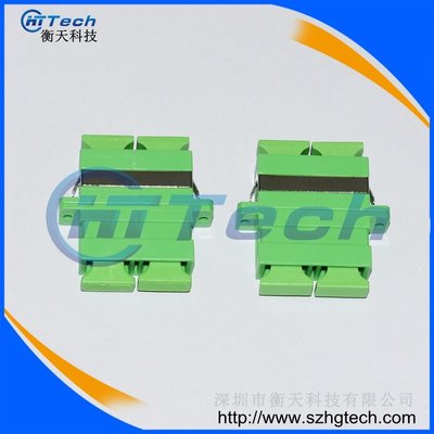 Telecom LC / APC Fiber Optic Adapter With Flange Green Color supplier