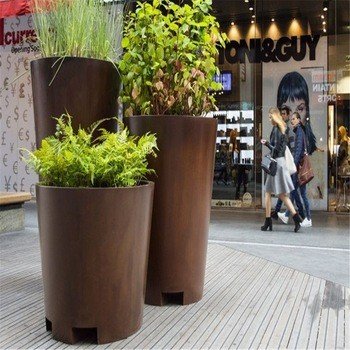 Metal Classical Corten Steel Cone Outdoor Flower Pots