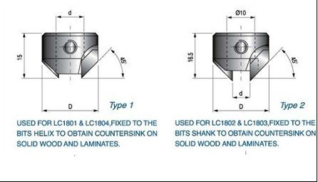Durable micro - grain carbide tips TCT countersink cutters