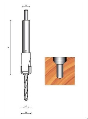 Countersink TCT drill bits with M5*10 adjustable screw and center point