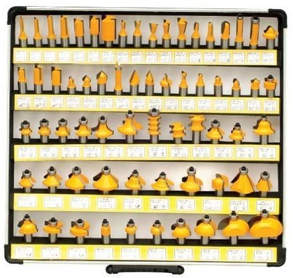 66 Set 45# carbon steel router bit sets with finished sandblast